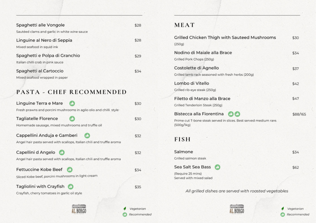 Menu – Al Borgo Italian Restaurant